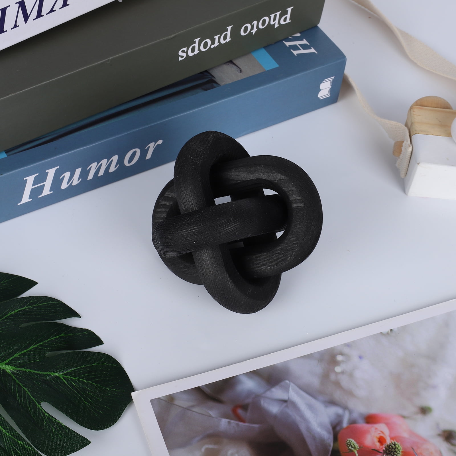 Boho Wood Chain Link Decor,3 Knot Hand Carved Coffee Table Decor,Modern ...