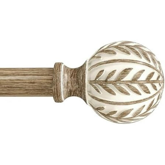 Boho Wood Curtain Rods for Windows 48 to 84 inch,1" Adjustable Heavy ...