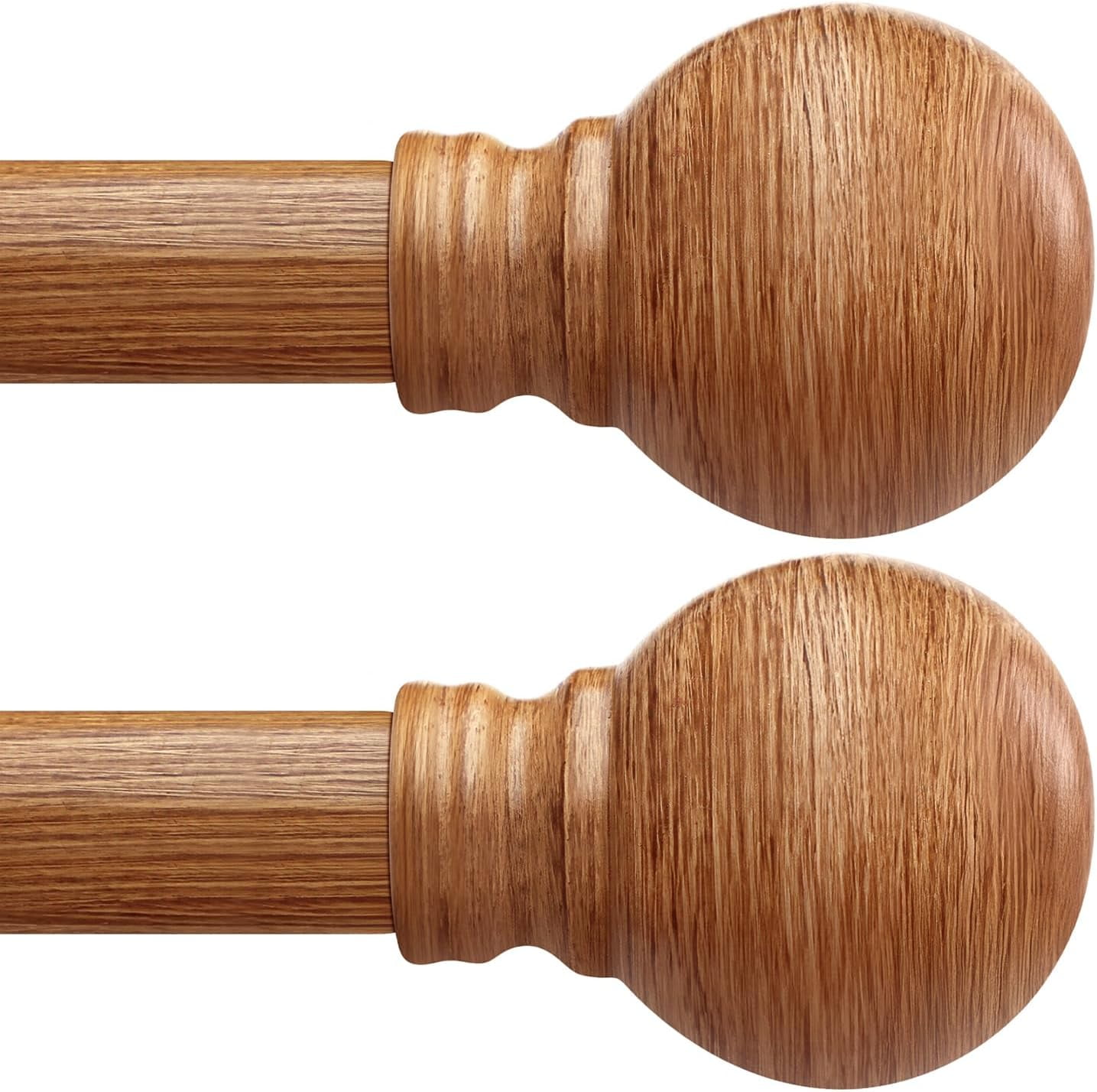 Boho Wood Curtain Rods for Windows 48 to 84 inch 1" Diameter Adjustable ...