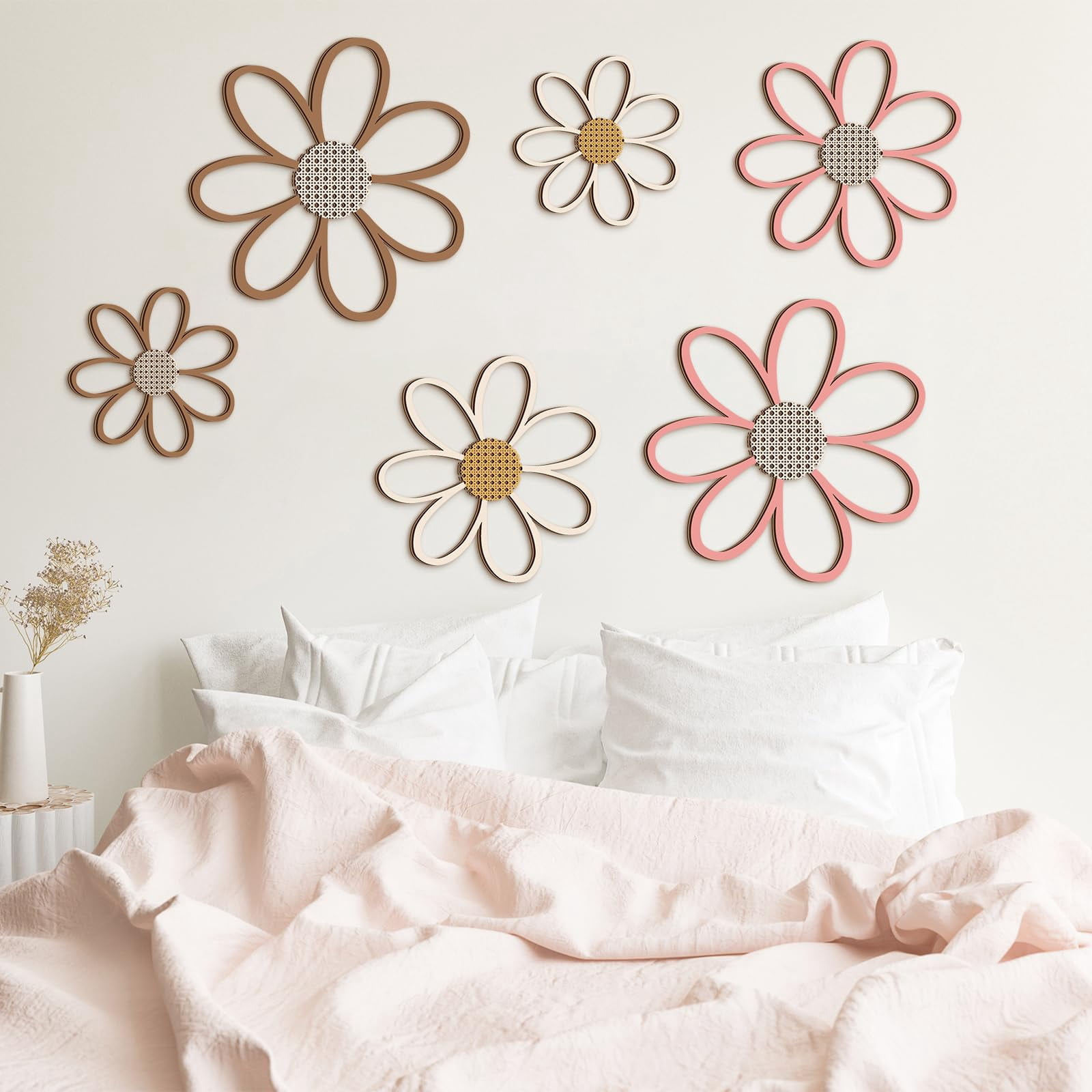 Boho Wooden Wall Art Hanging 3D Layered Cutouts with Texture for ...