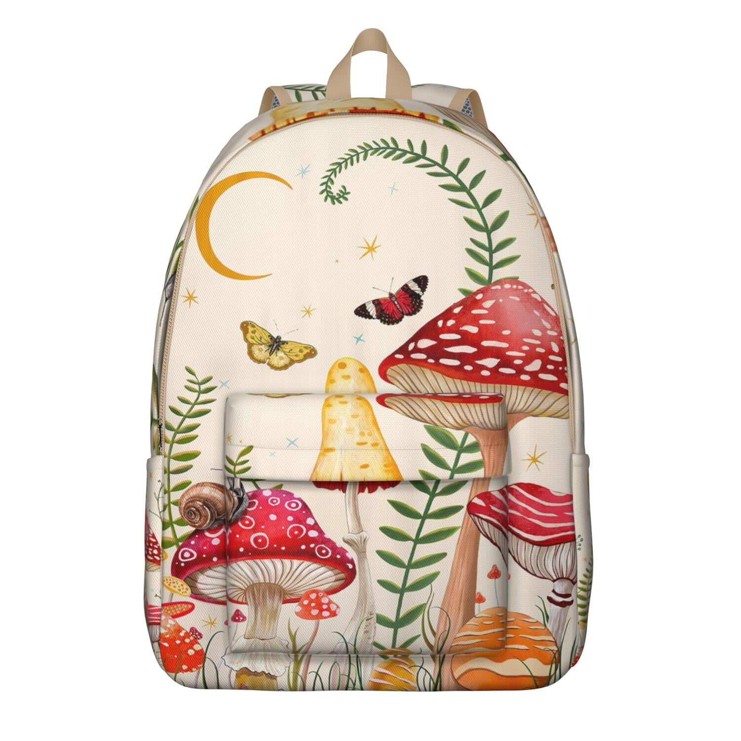 Boho Woodland Mushroom Backpack, Lightweight School Bag with Magical ...