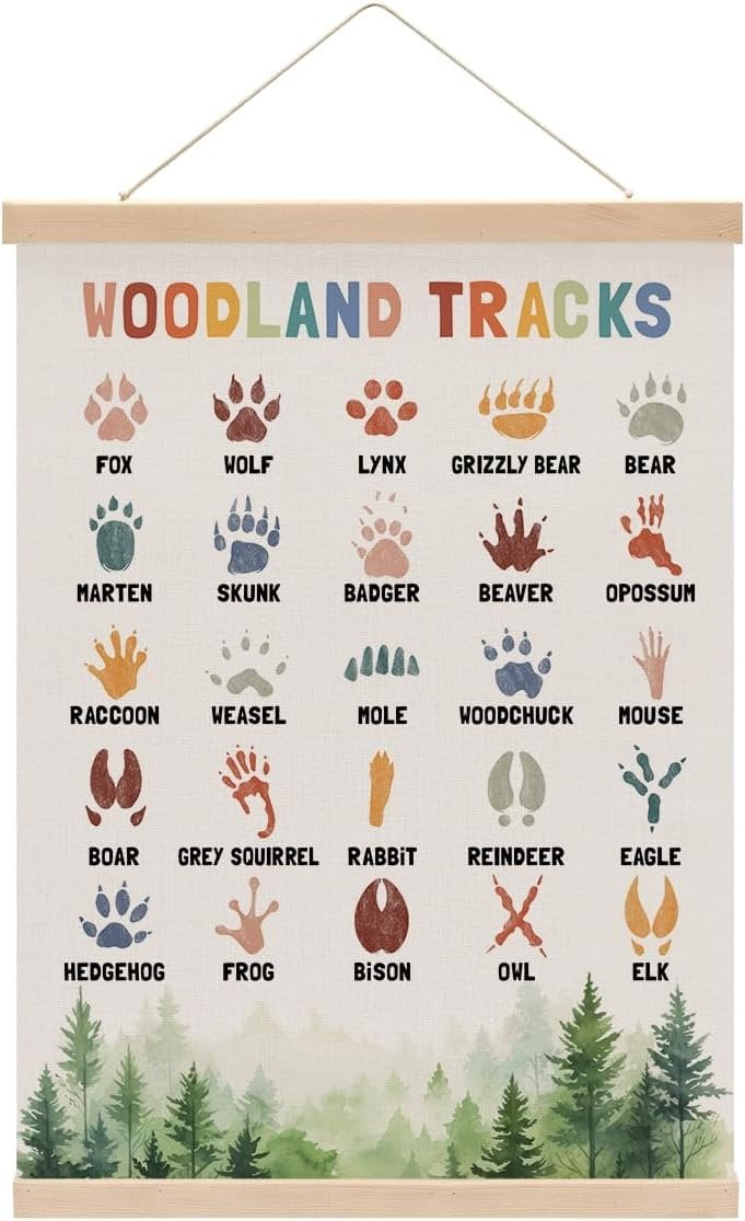 Boho Woodland Tracks Poster Hanger, Forest Jungle Decor Wall Decor, Paw ...