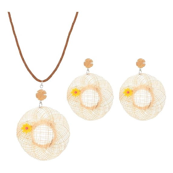 Boho Woven Dangle for Women Handmade Rattan Hat Design with Fabric ...