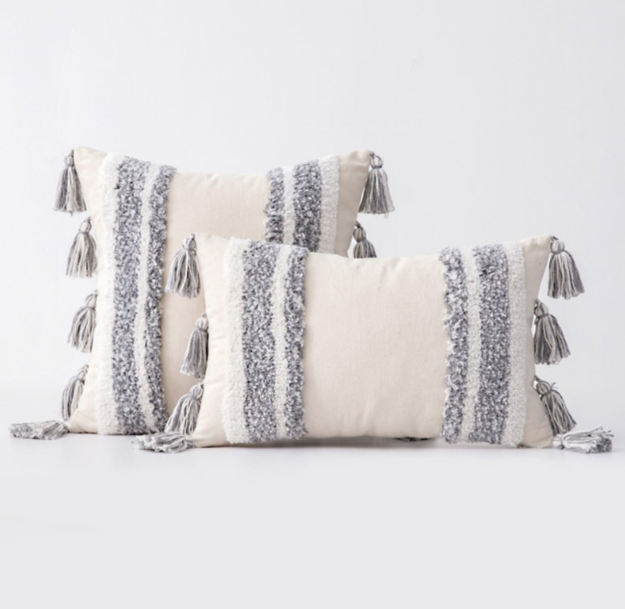 Boho Woven Tufted with Tassel Series Decorative Throw Pillow, 18" x 18 ...