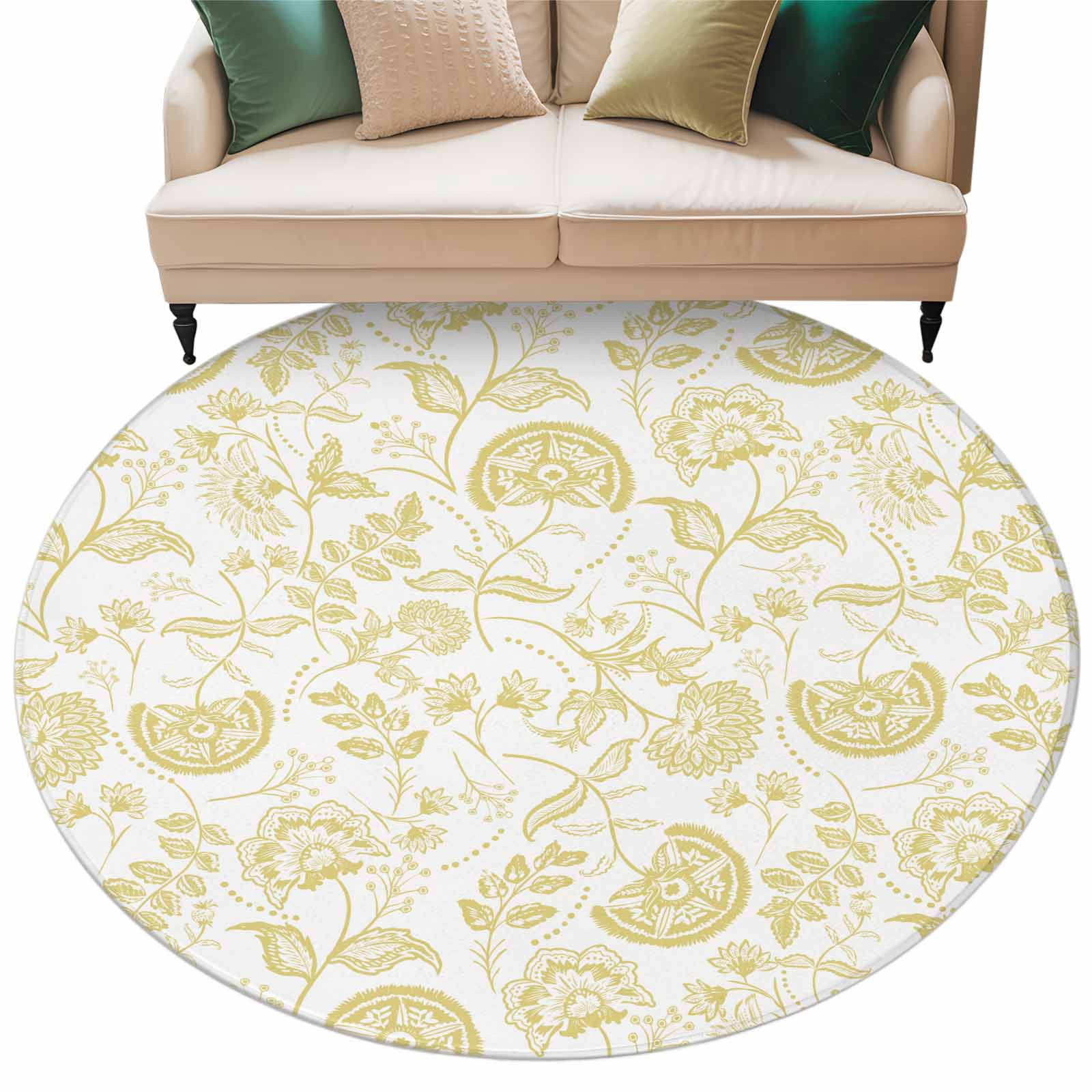 Boho Yellow Floral Large Area Rugs for Bedroom Living Room, Soft Non ...