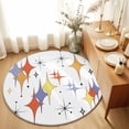 Boho Yellow Purple Star Abstract Round Rug 3ft Mid Century Retro ...