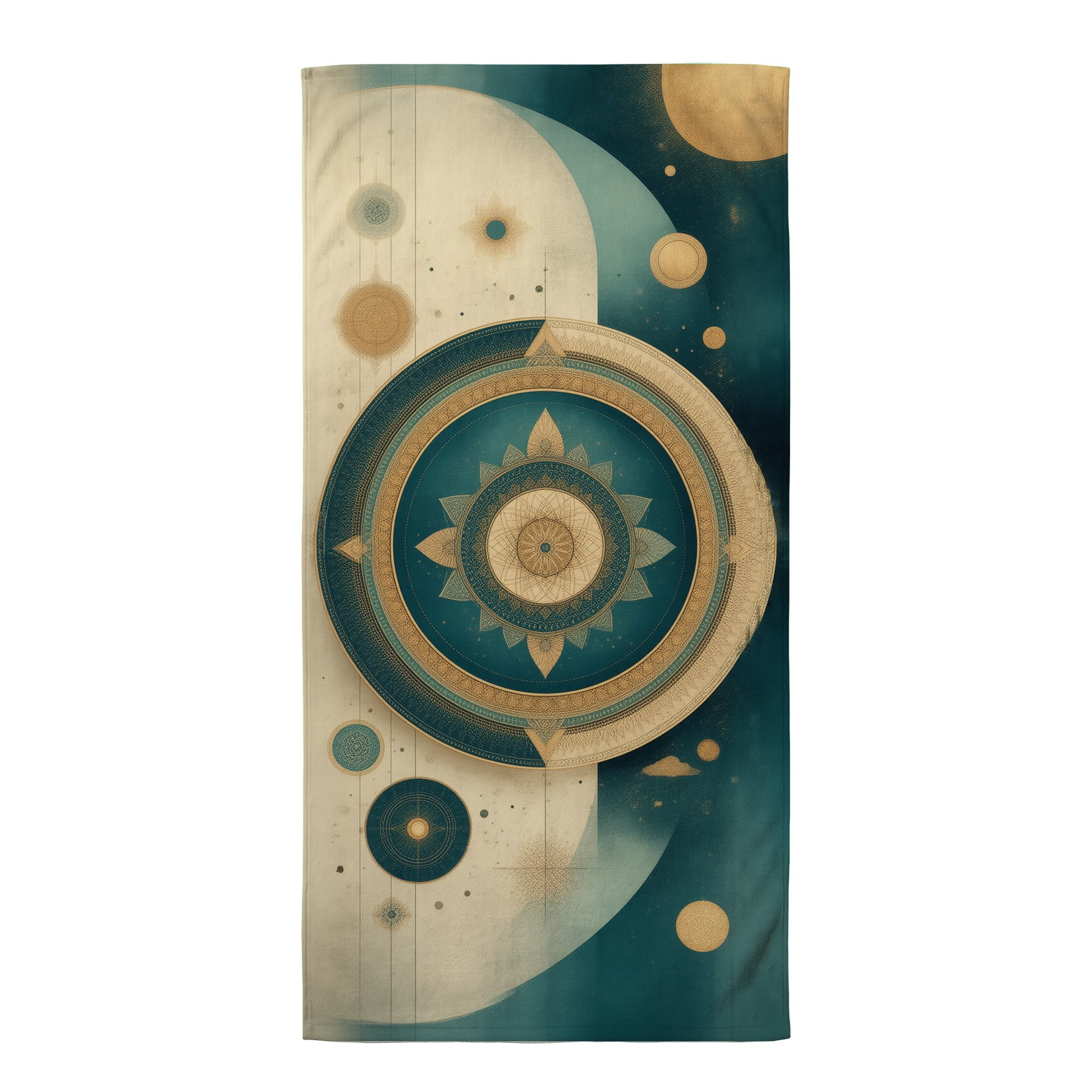 Boho beach towels A blue and gold mandala on a blue background vintage ...
