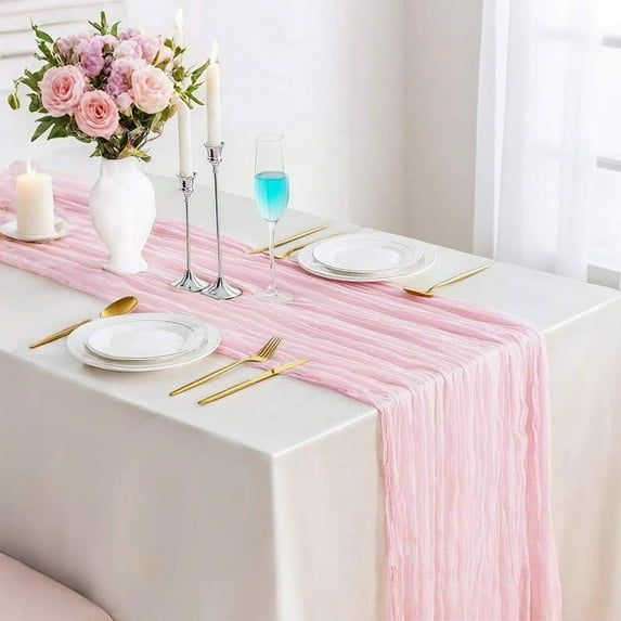 Boho cheesecloth table runner, 13.3FT sheer gauze runner, light pink ...