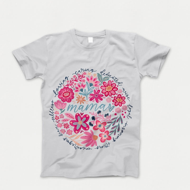 Boho floral mama T-shirt, Mom Adjectives Shirt, she is mom Tshirt, mama ...
