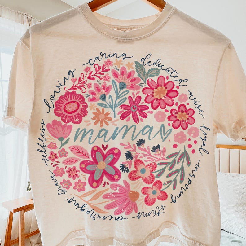 Boho floral mama png, mom adjectives png, she is mom png, mama sublimation, abstract floral ...