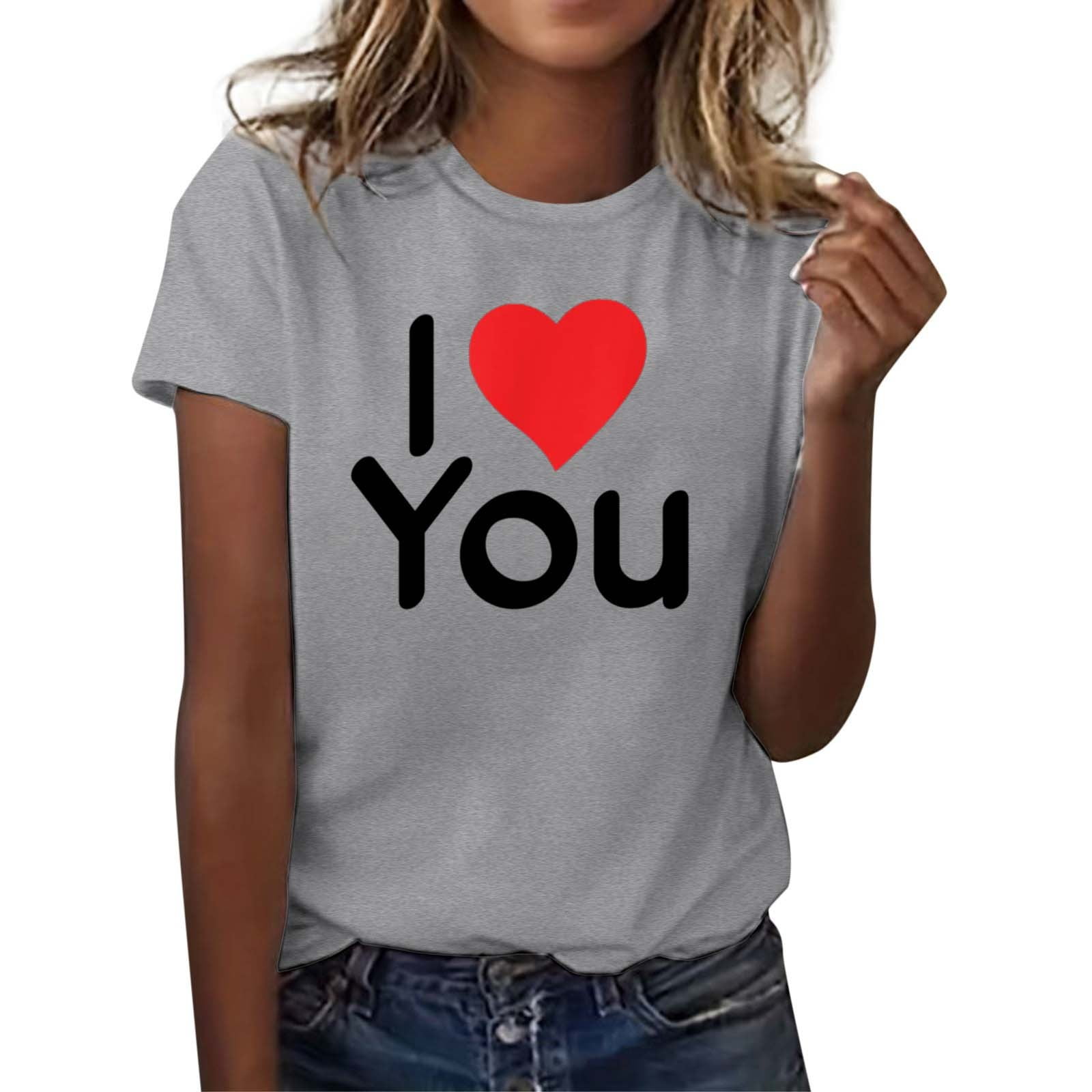 Boho for Women Valentine'S Day Fashion Print Short Sleeve Crew Neck ...