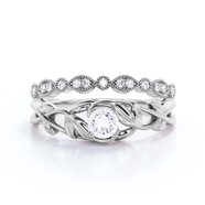 Vine Leaf Ring, Boho & hippie 1.50 Carat Round Cut Diamond Moissanite Engagement Ring, Wedding ...