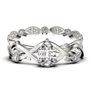 Vine Leaf Ring, Boho & hippie 1.50 Carat Round Cut Diamond Moissanite Engagement Ring, Wedding ...