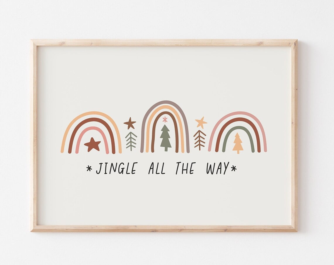 Boho Сhristmas Rainbow, Boho Decor, Neutral Print, Cozy Winter Decor ...