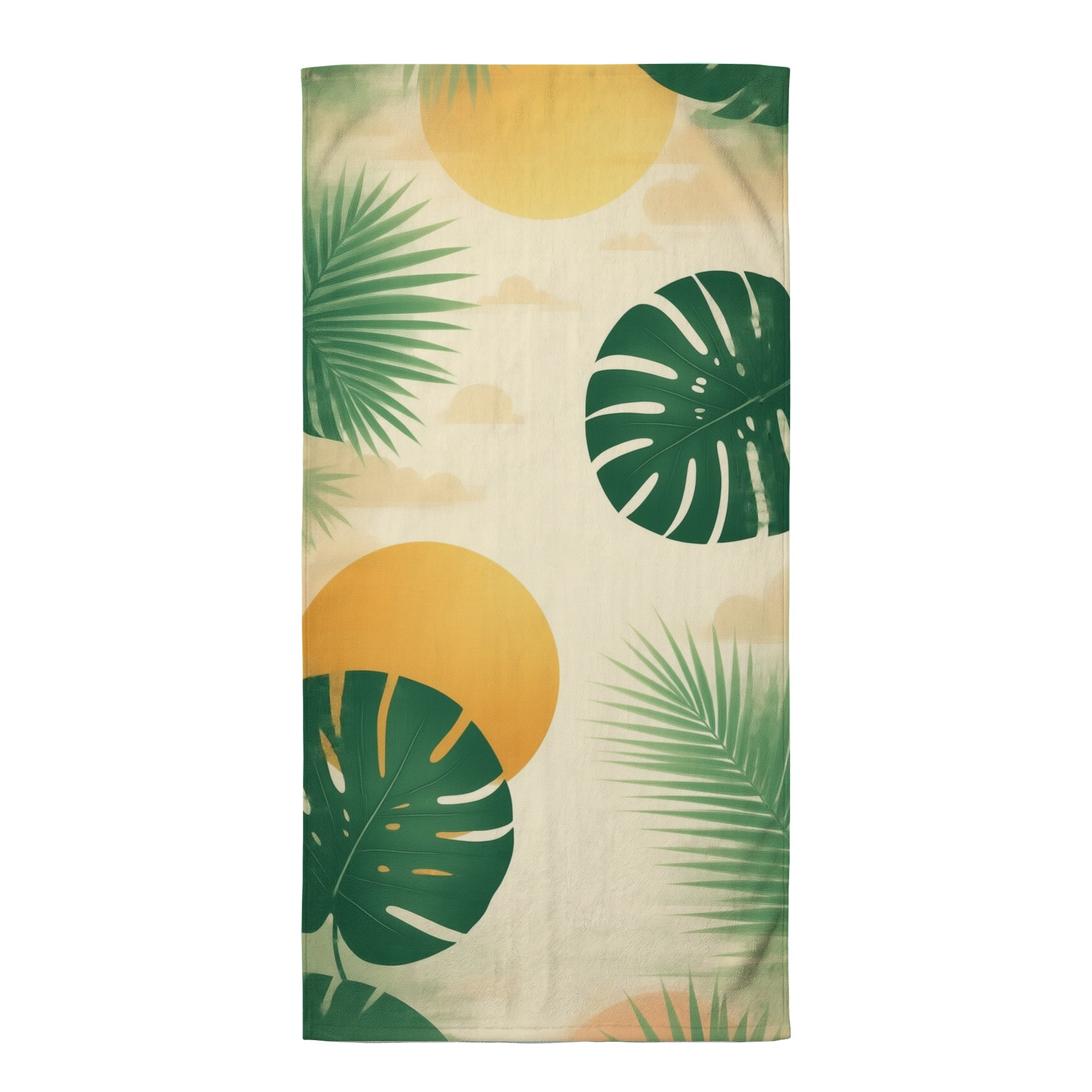 Boho oversized beach towels a tropical background with palm leaves and ...