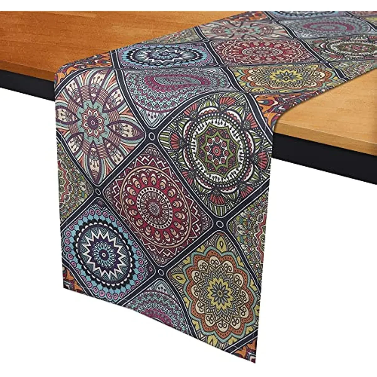 Boho r Mandala Flowers Texture Linen Custom Table Runners for Dining ...