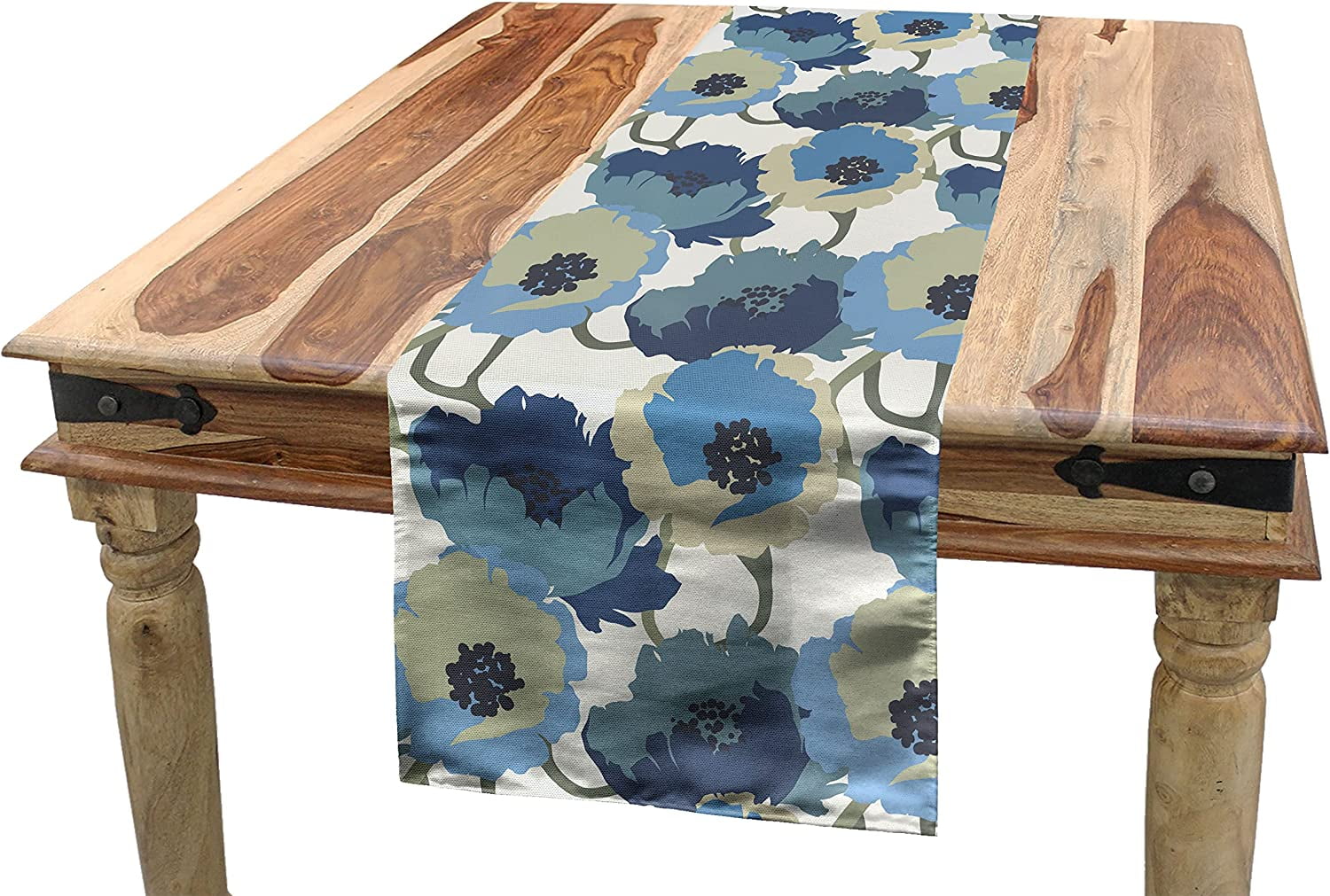 Boho r Mandala Flowers Texture Linen Table Washable Runners for Dining ...