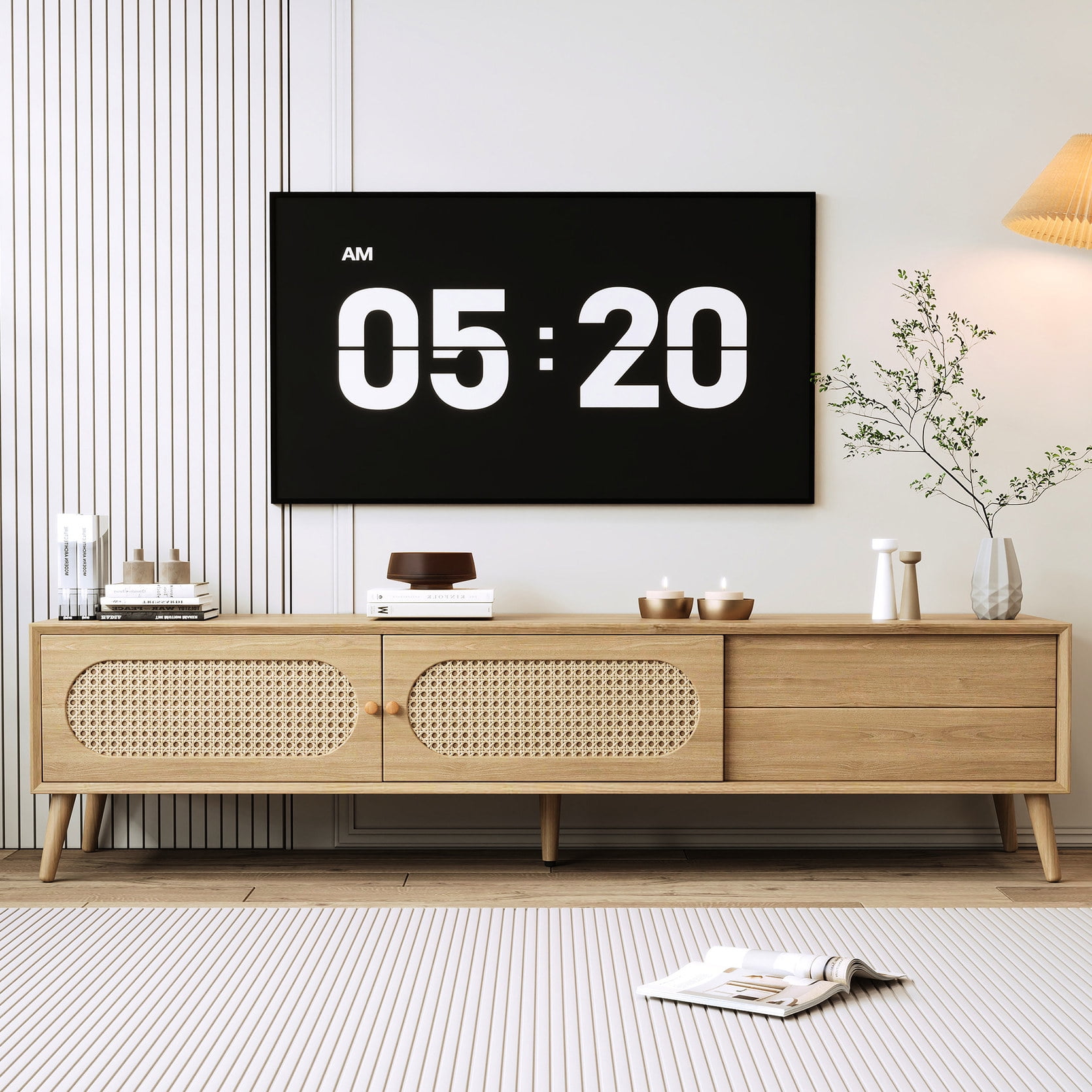 Boho - style TV console for 70 - 79 inch TVs / Made of high - quality ...