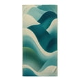 Boho towels A blue and green abstract painting of wavy lines beach tows ...