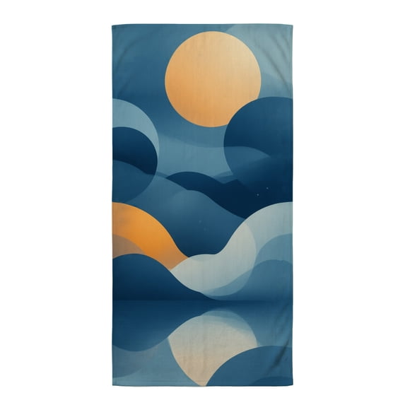 Boho towels An illustration of a sunset over a body of water beach ...