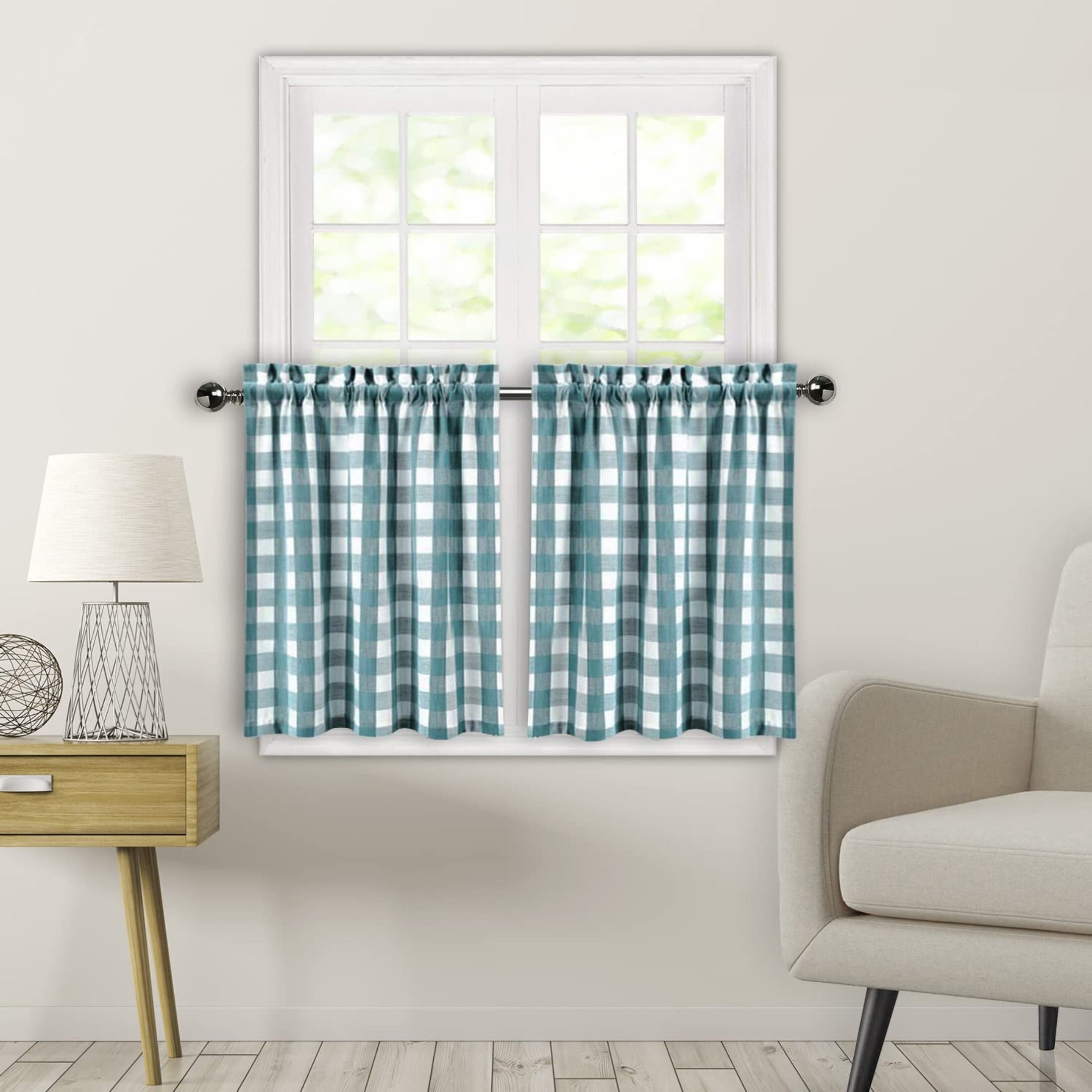Bohogeo Buffalo Plaid Cafe Kitchen Curtains,Country Farmhouse Check ...