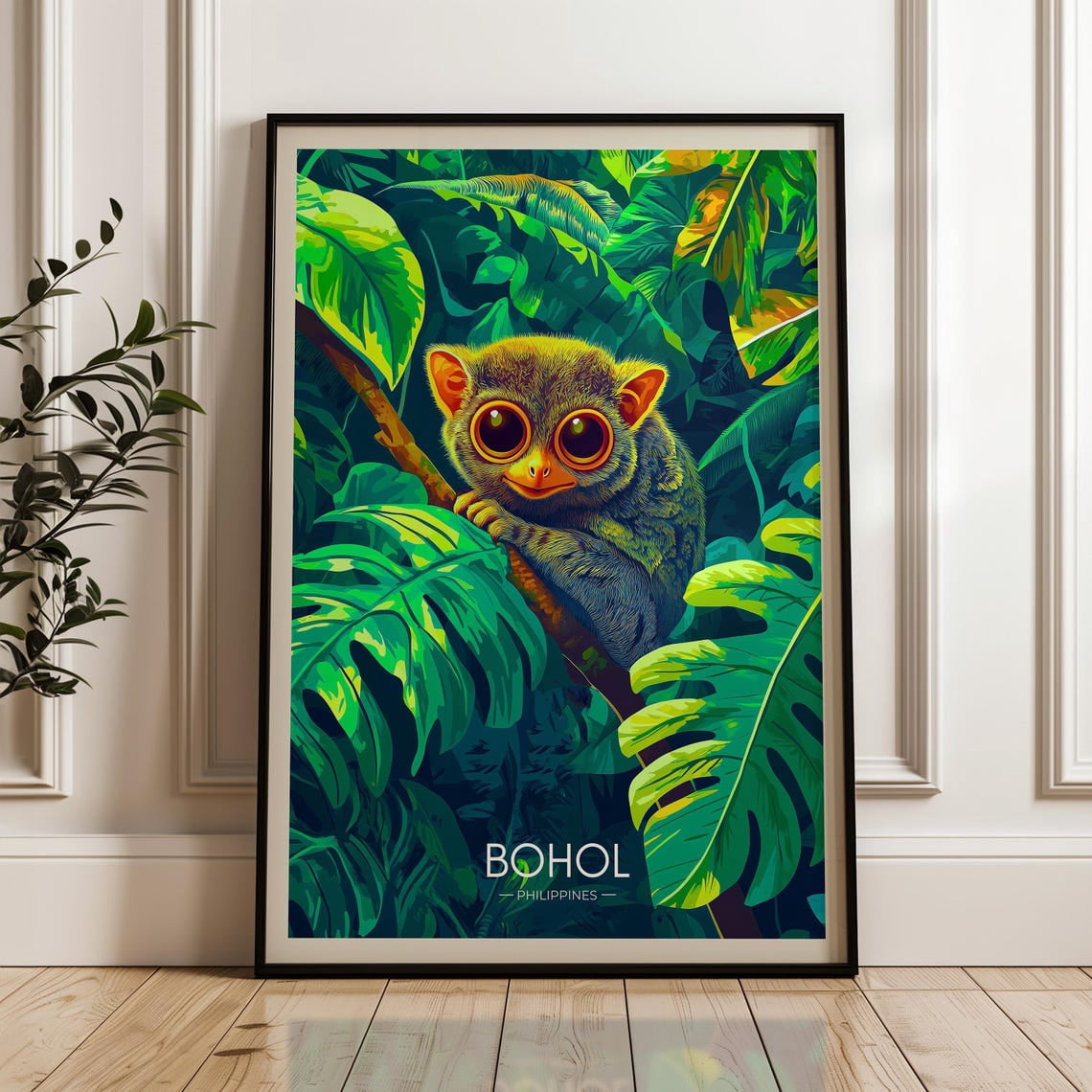 Bohol Philippines Travel Print, Tarsier Illustration Art Print ...