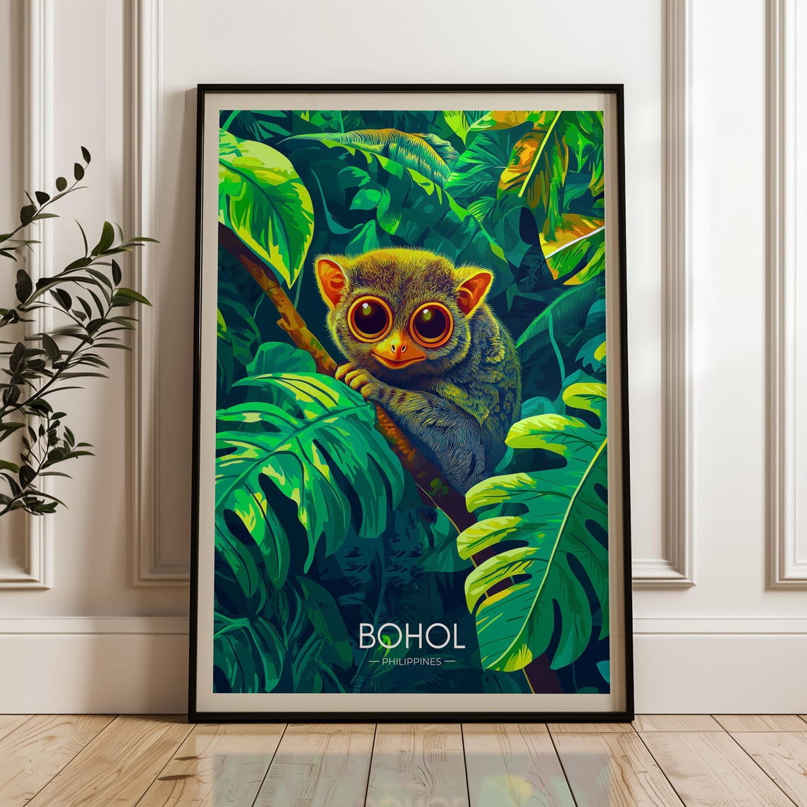 Bohol Travel Poster, Philippines Wall Art Print, Tarsier Illustration ...