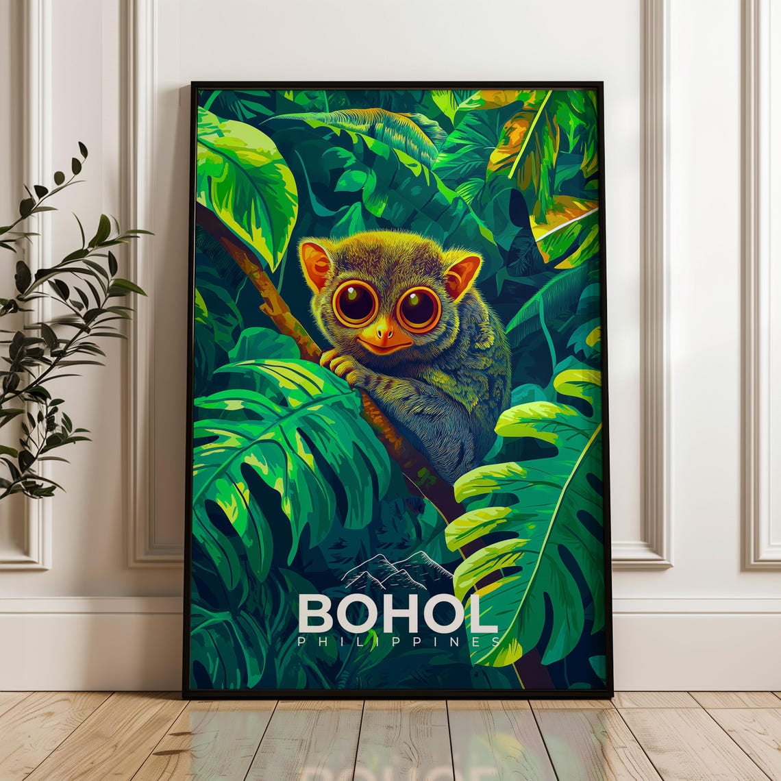 Bohol Travel Poster, Philippines Wall Art Print, Tarsier Illustration ...