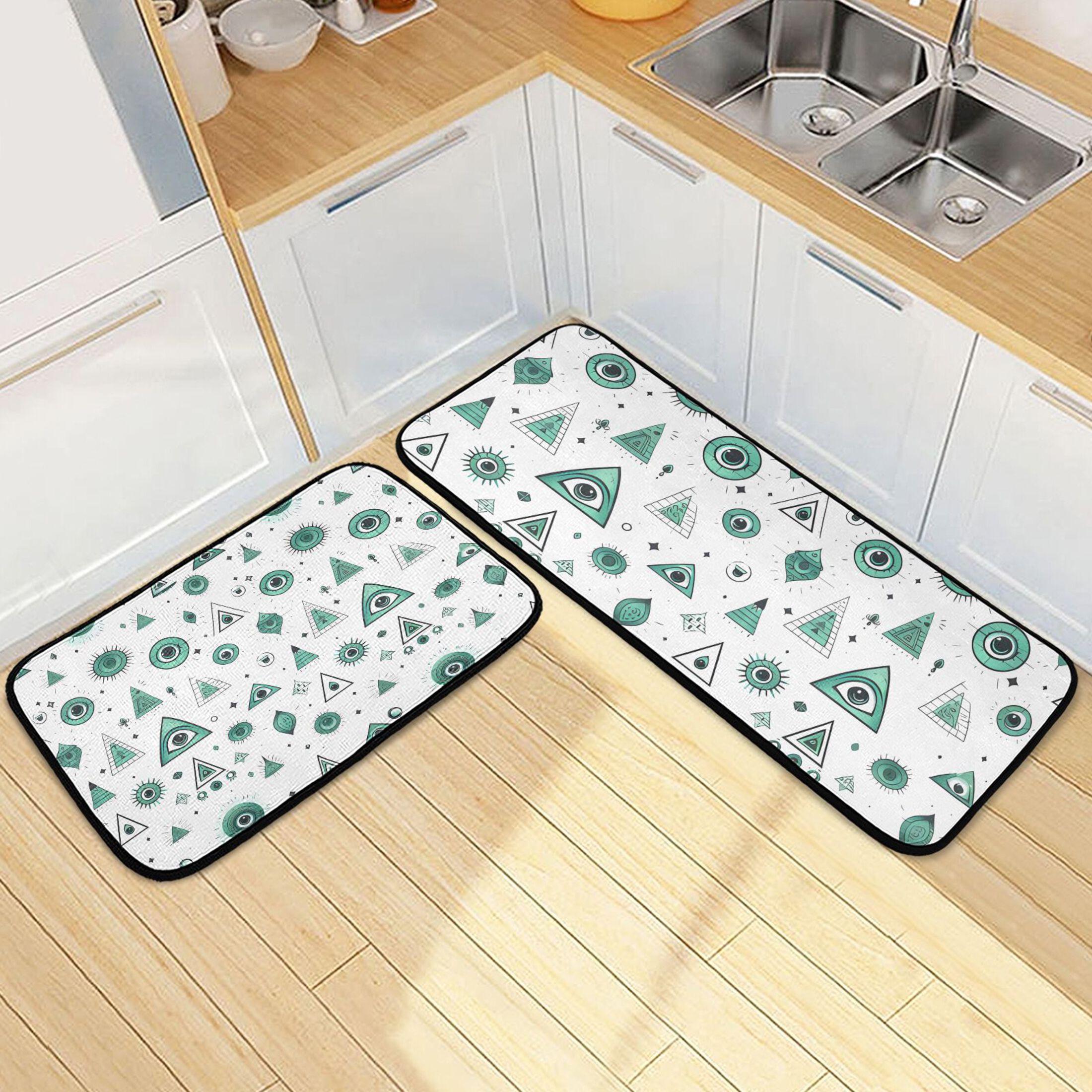 Bohomia Abstract Eyes Kitchen Rugs Set of 2 Non Slip Floor Foam Mat ...