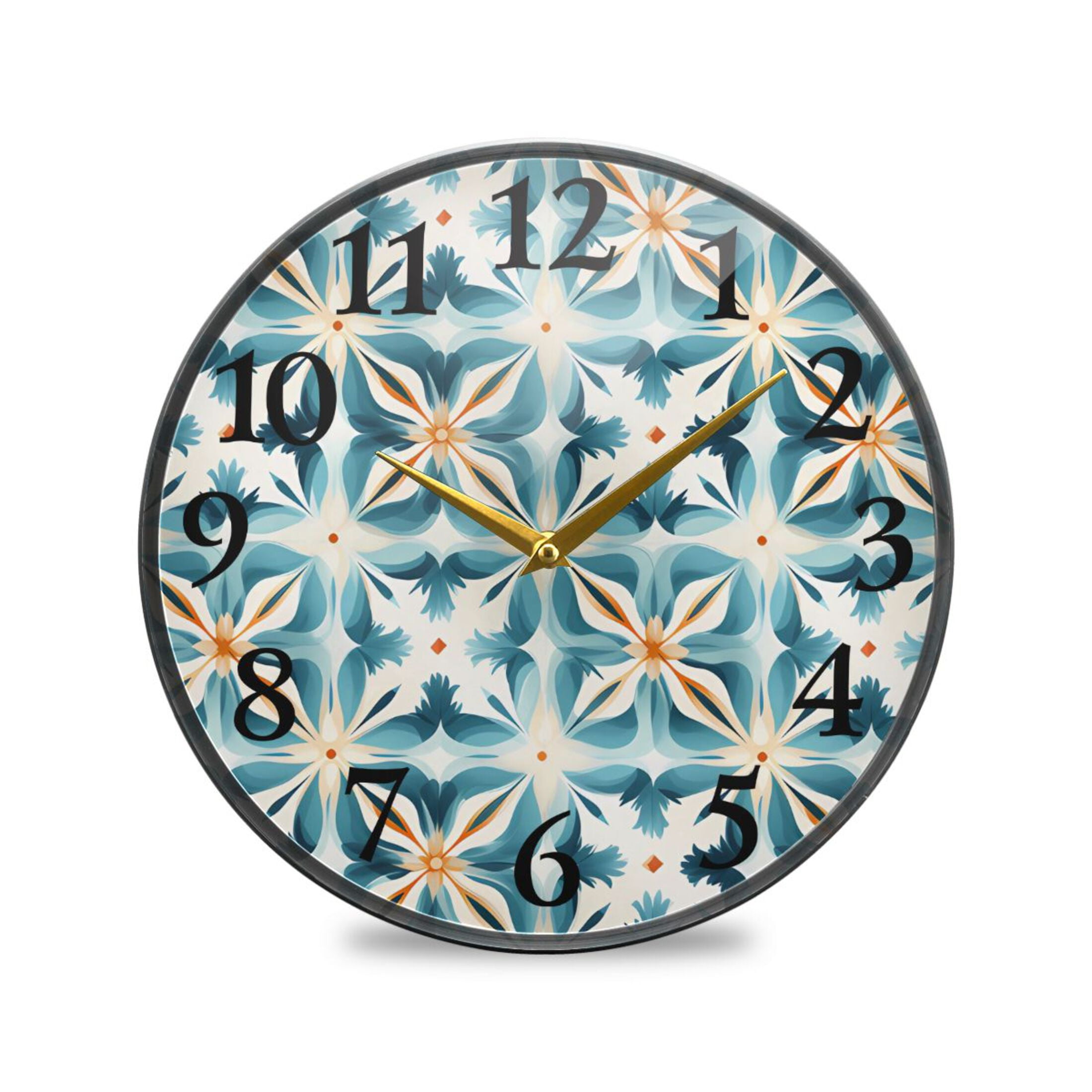 Bohomia Blue Print Wall Clocks Battery Operated 11.9 Inch Round Clock ...