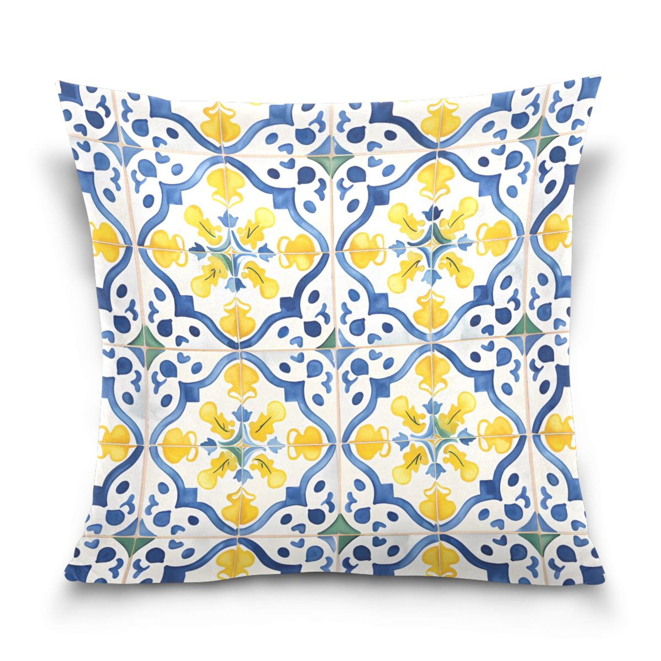Bohomia Blue and Yellow Throw Pillow Case Couch Decorative Sofa Pillow ...