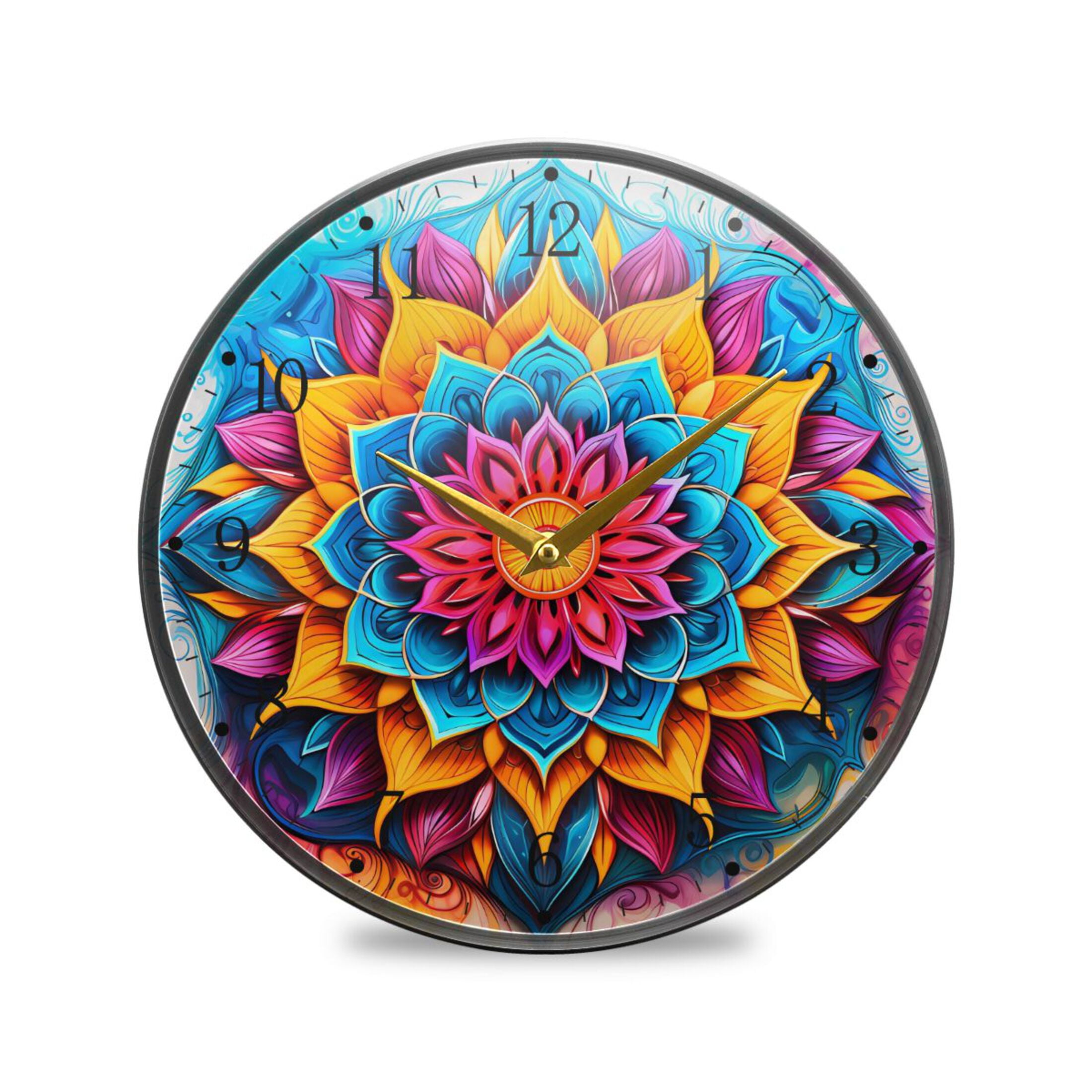 Bohomia Boho Colorful Pattern Acrylic Wall Clocks Quiet Round Clock ...