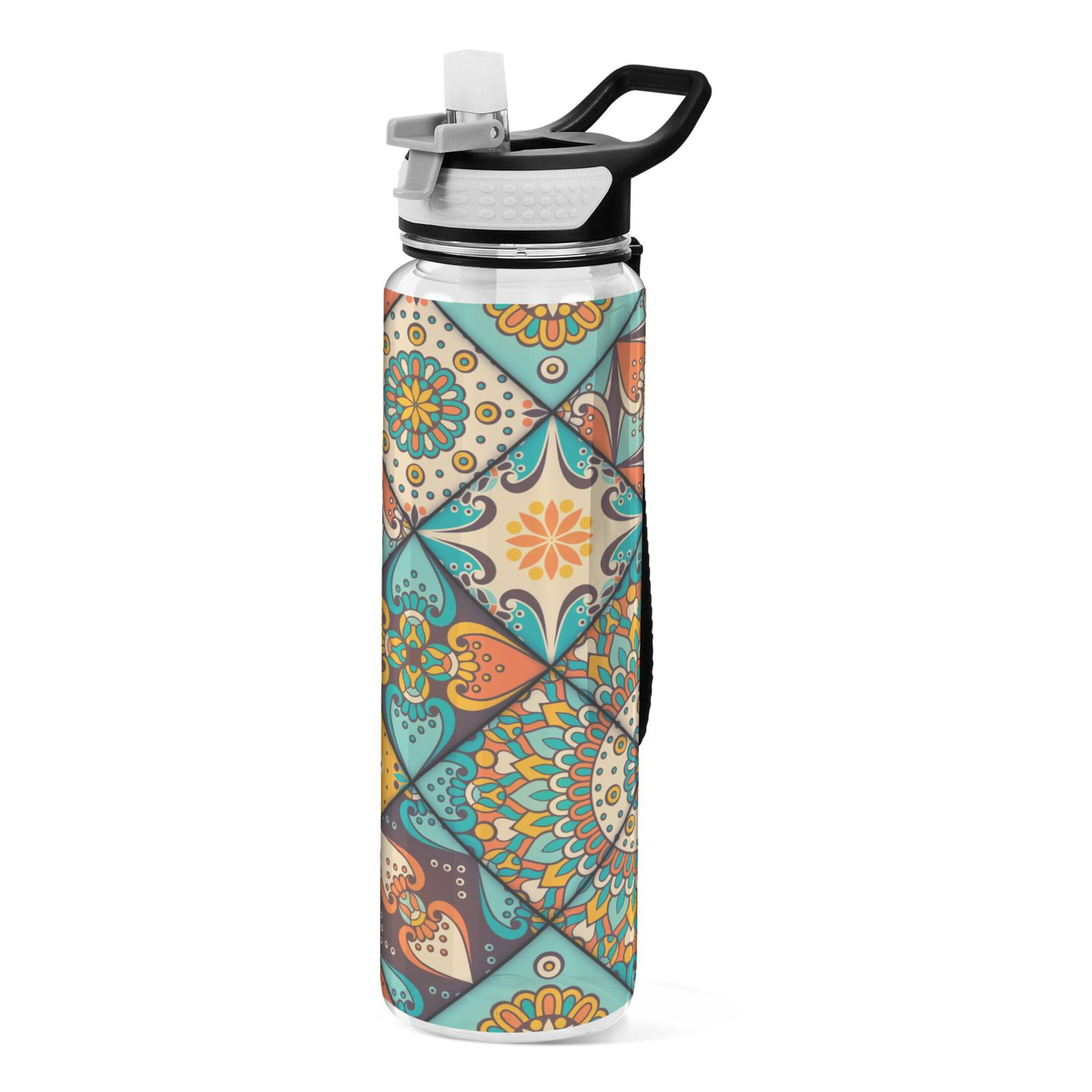 Bohomia Mandala Pattern 32oz Water Bottles with Straw Tritan Leakproof ...