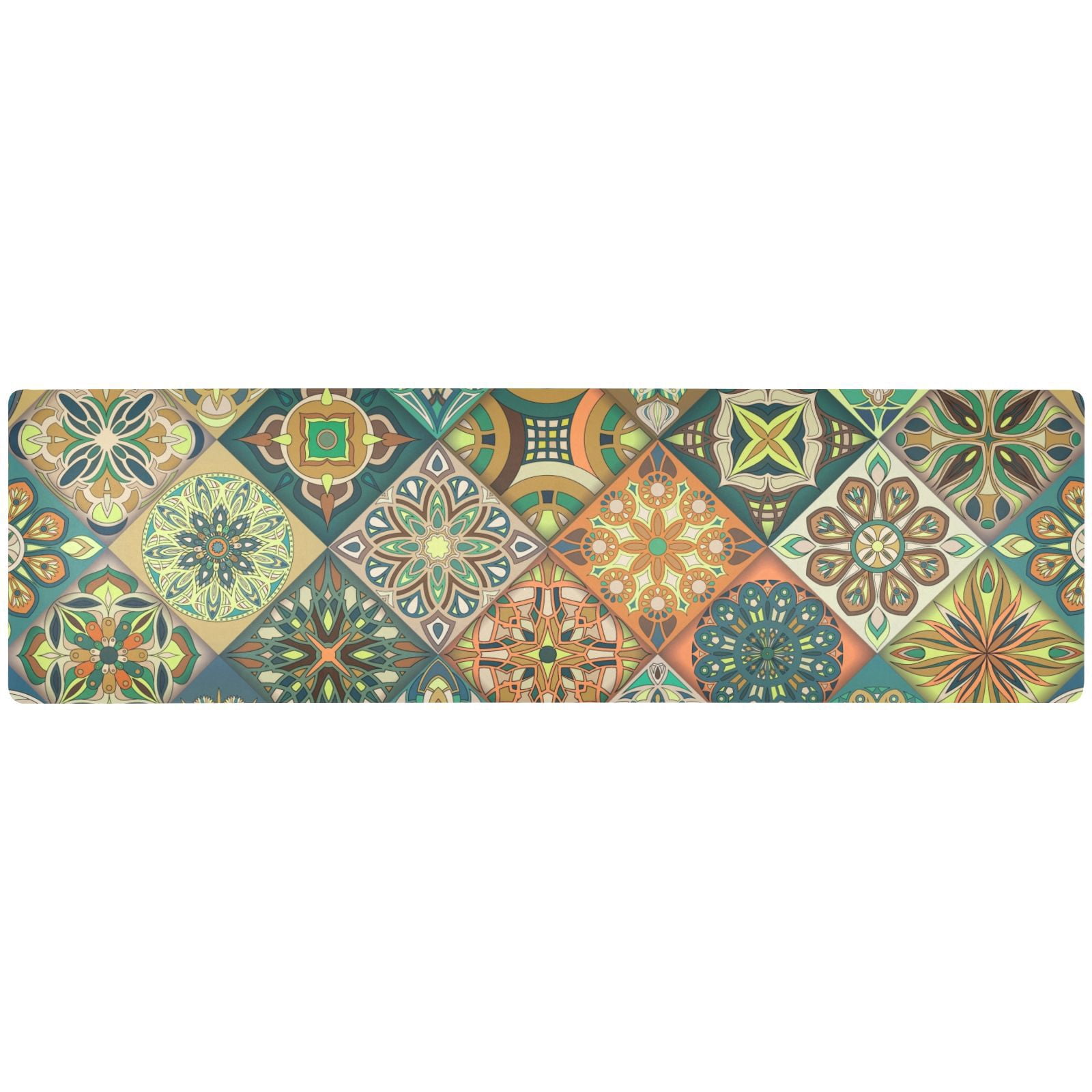 Bohomia Mandala with Green Rectangle Pot Holders Trivets Non-slip Hot ...