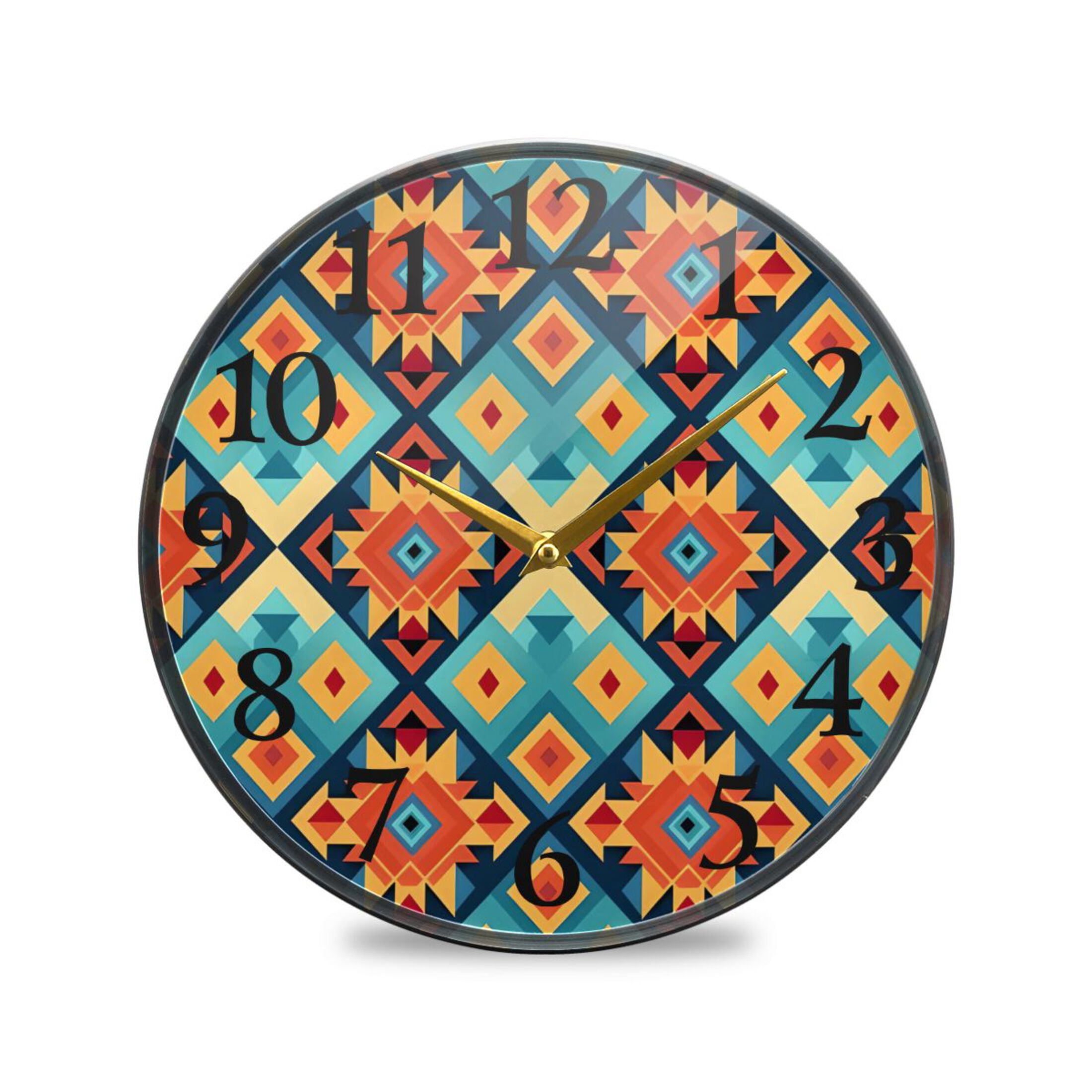 Bohomia Retro Print Wall Clocks Battery Operated 11.9 Inch Round Clock ...