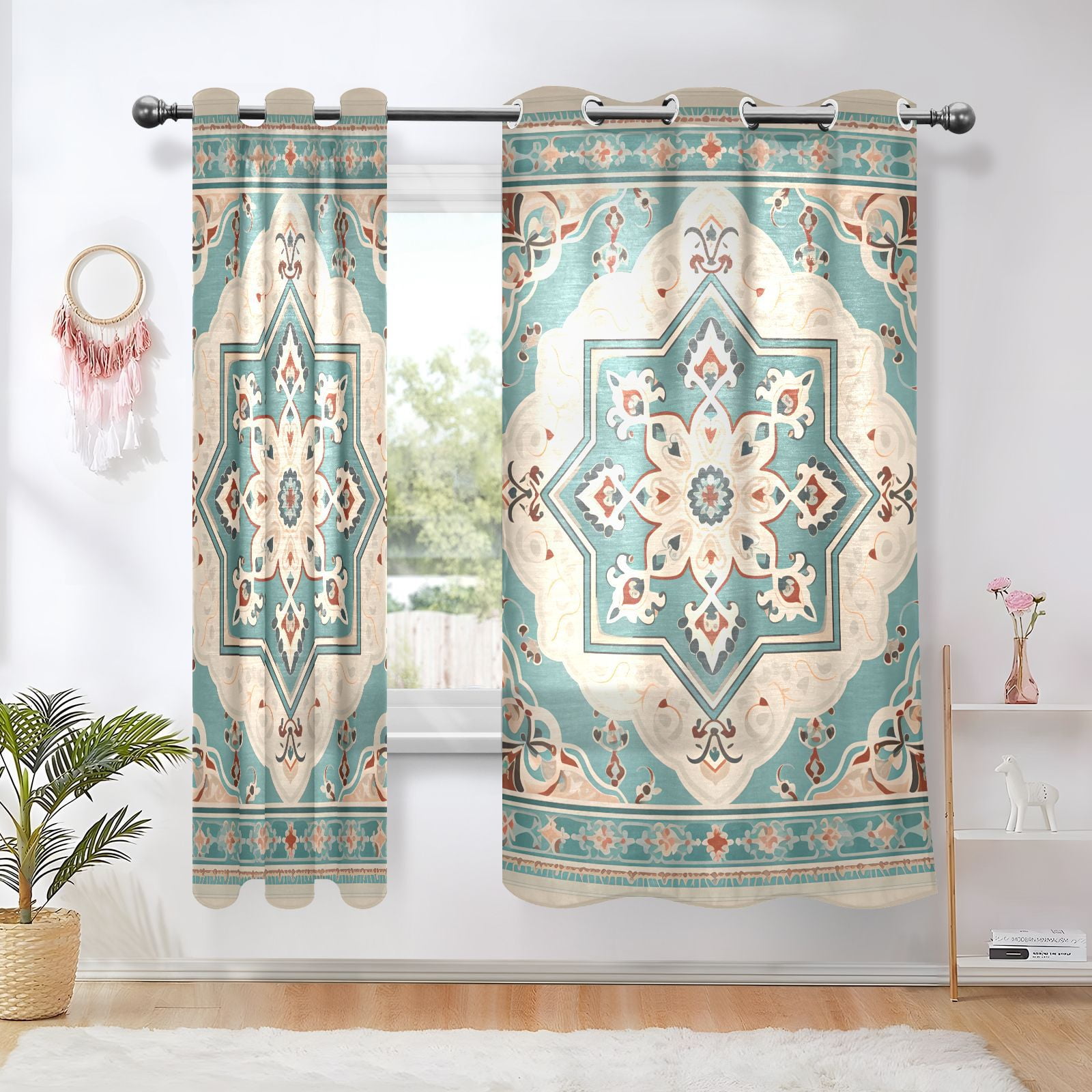Bohomia and Rustic Pattern Blackout Curtains Thermal Insulation 63 inch ...