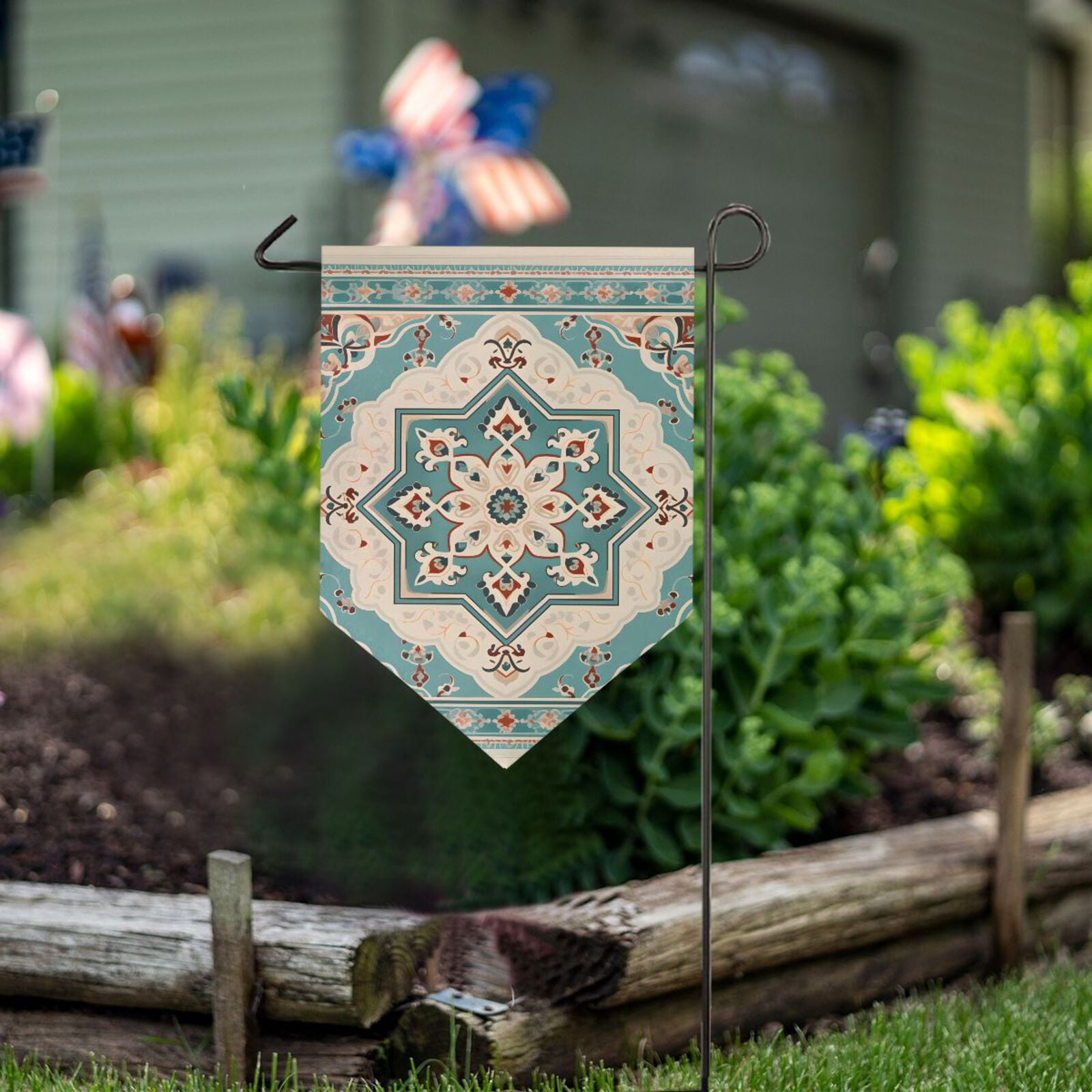 Bohomia and Rustic Pattern Garden Flag 18" x 12.5" Double Sided Yard ...