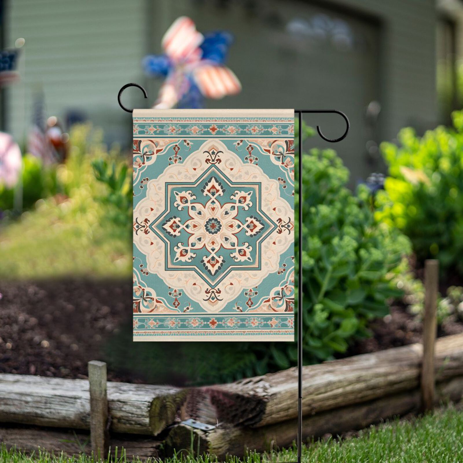 Bohomia and Rustic Pattern Garden Flag Double Sided Outdoor Banners for ...
