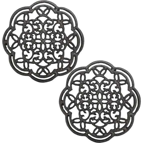 Bohorizon 2 Pack Cast Iron Trivet Heavy Duty, 7.7 inch Round Metal ...
