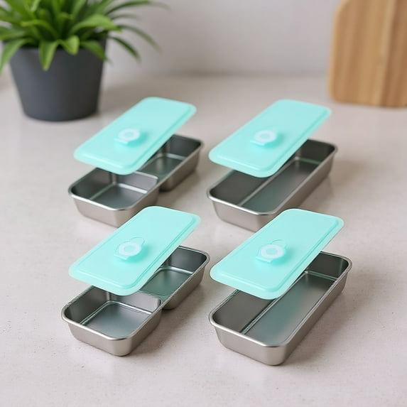 Bohorizon 4 Pack Stainless Steel Snack Containers with Lids, Lunch Box ...