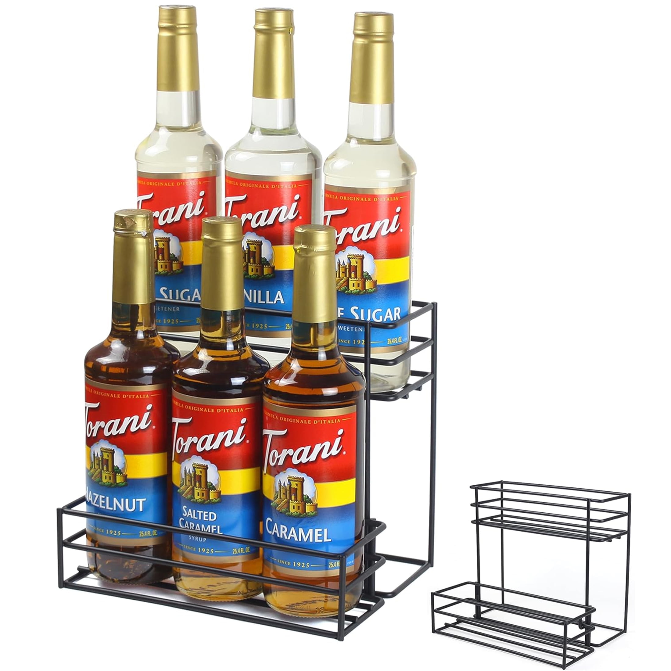 BOHORIZON Coffee Syrup Organizer, 6 Bottle, 2-Tier Kitchen Spice Rack ...