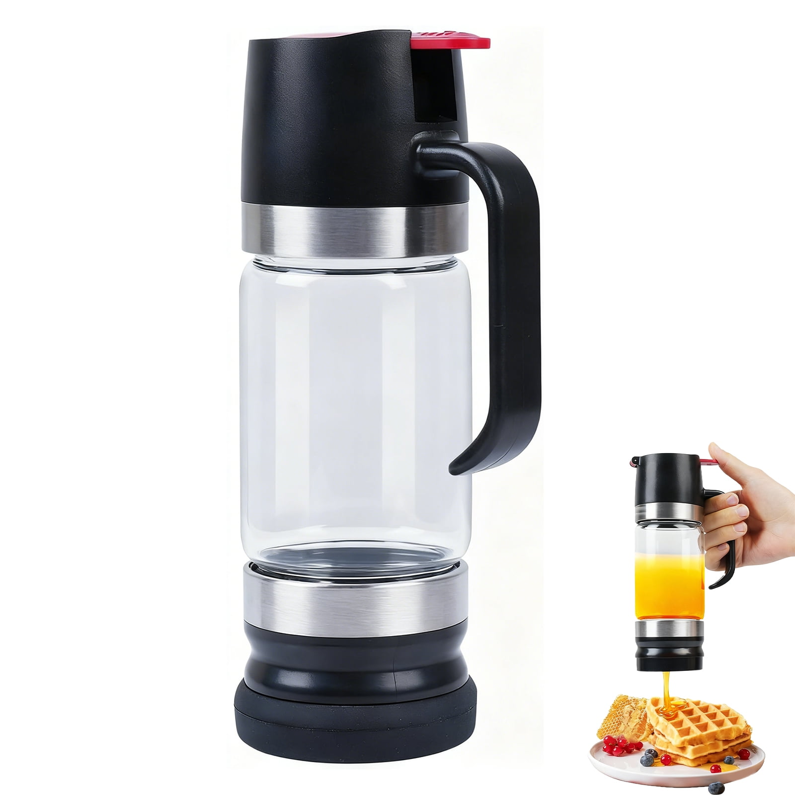 Bohorizon Honey Dispenser No Drip, Glass 12oz Syrup Jar Pot Container ...