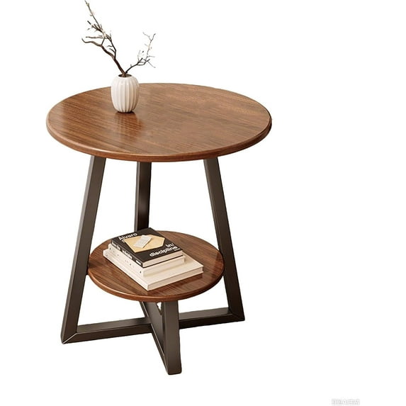 Bohorizon Round Coffee Table, 2-Tier Small Circle Coffee Table with ...