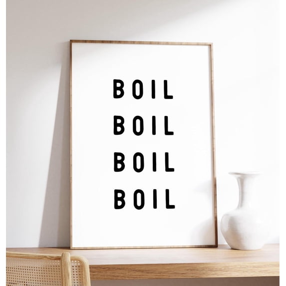 Boil Typography Print, Home Cooking Wall Print, Modern and Minimalist ...
