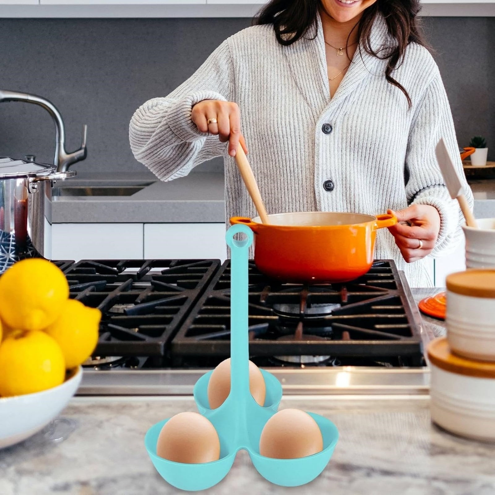 Boiled Egg Holder Heatproof Egg Tray Silicone Egg Steamer | Reusable ...