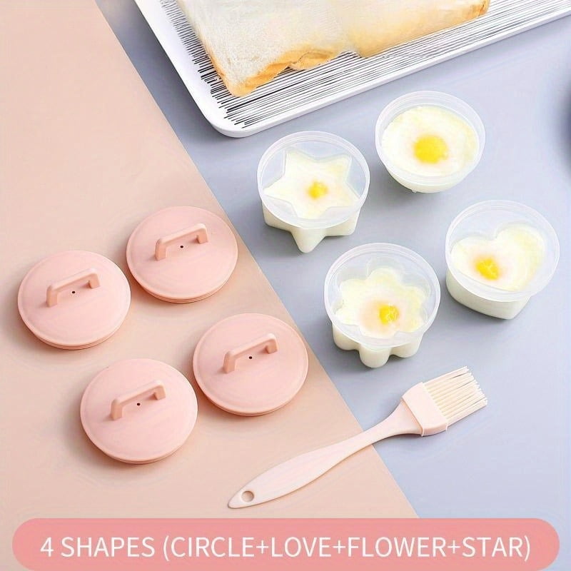 Boiled Egg Maker, 4Pcs Plastic Egg Cooker Boiler Pudding Mold with Oil ...