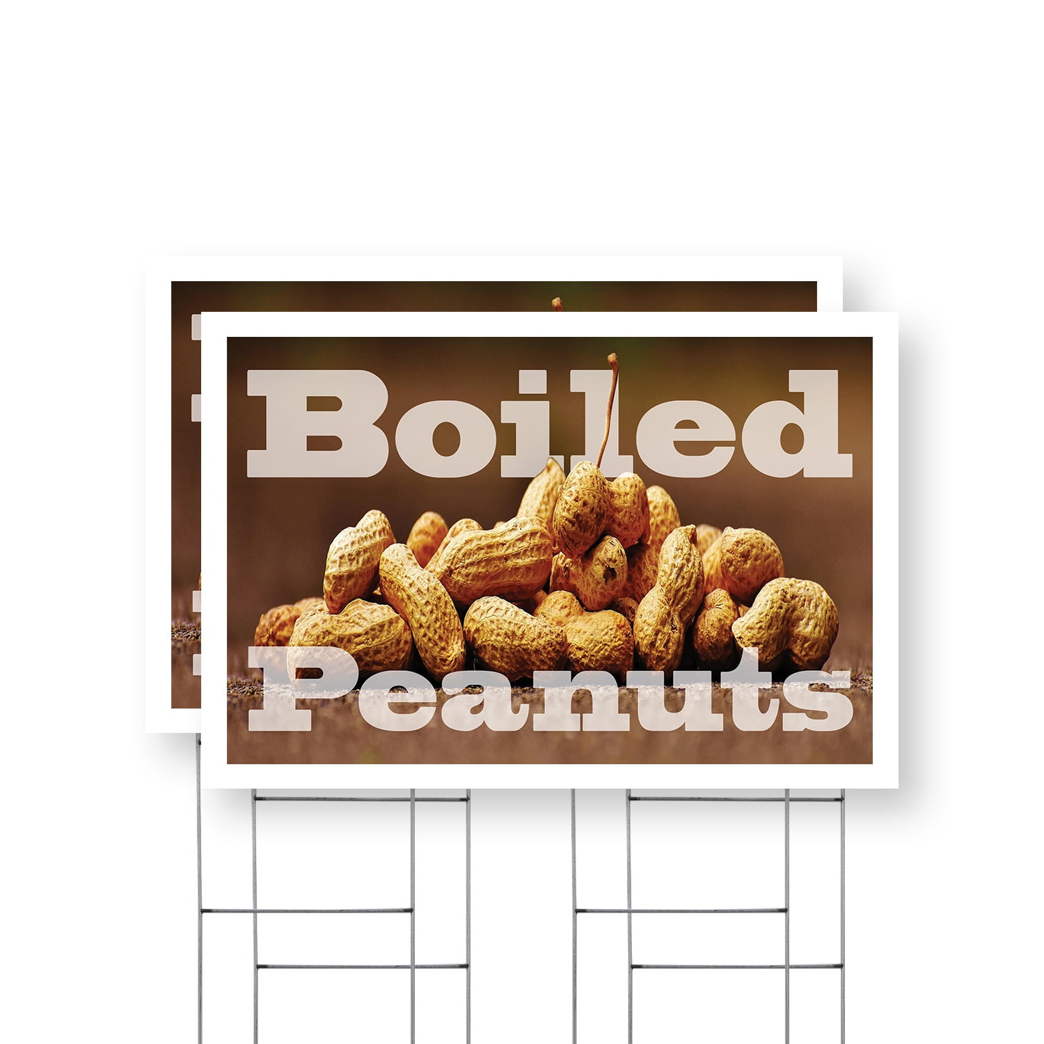 Boiled Peanuts Yard Sign 2 Pack of 24 Inch x 36 Inch Double Sided ...