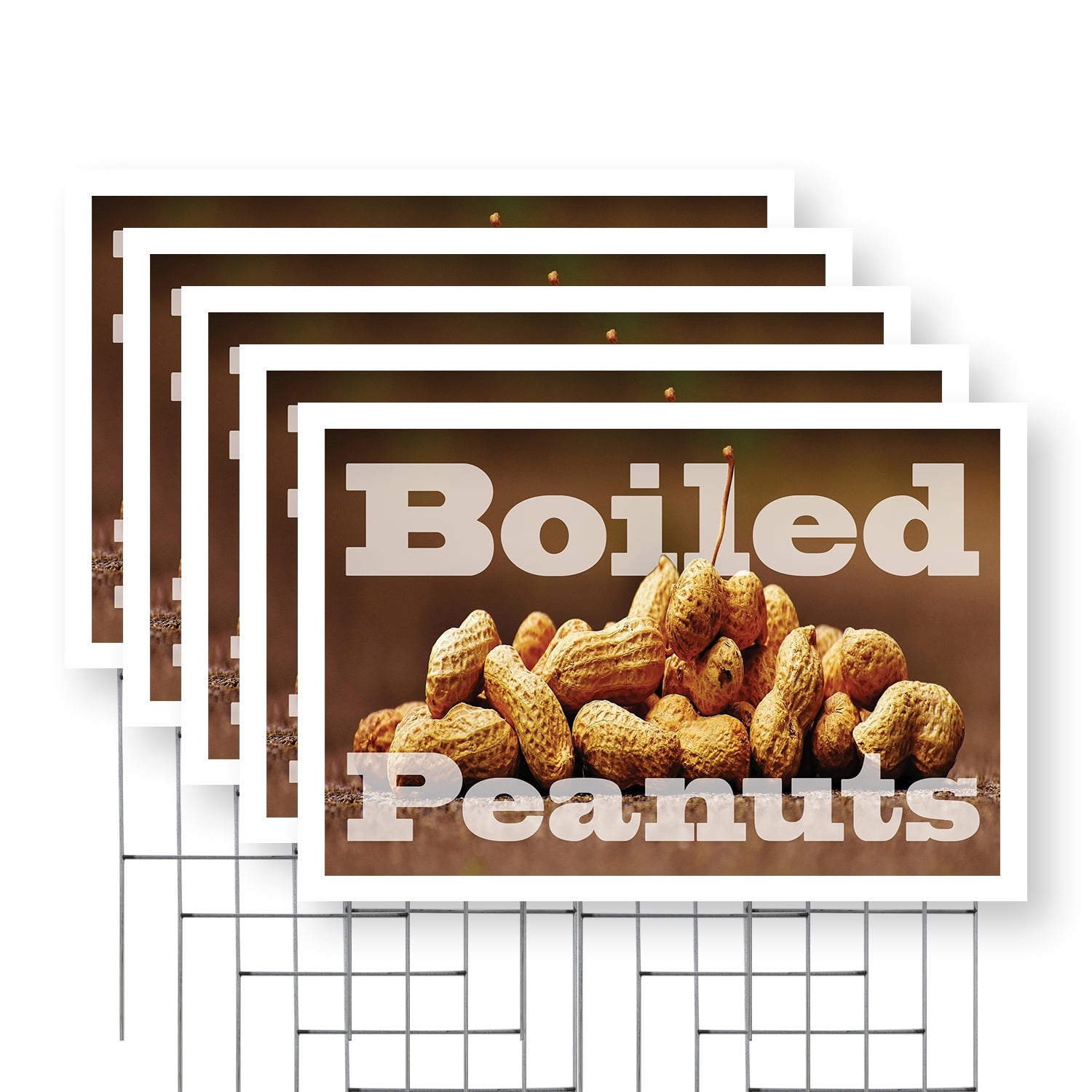 Boiled Peanuts Yard Sign 5 Pack of 24 Inch x 36 Inch Single Sided ...