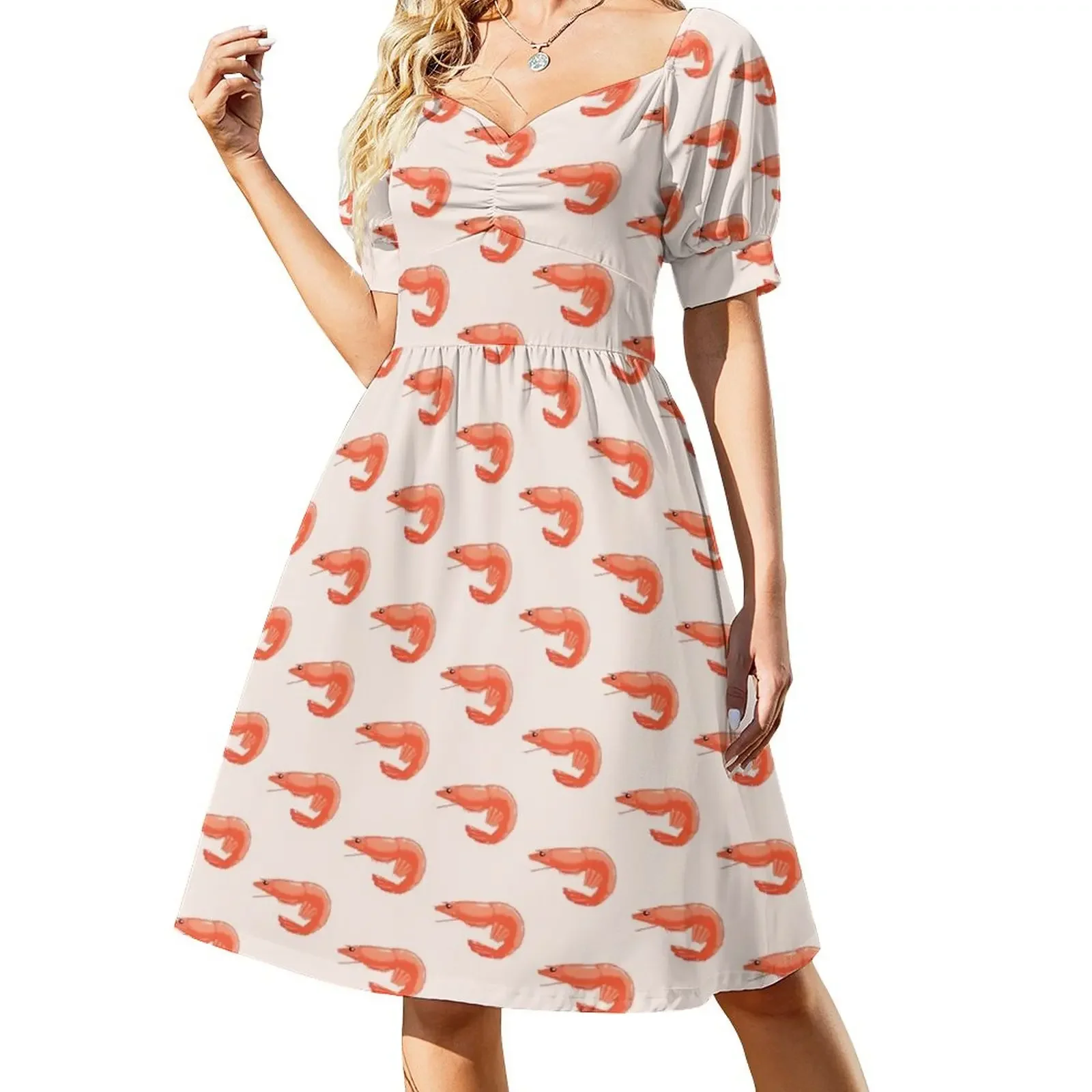 Boiled Shrimp Short-Sleeved Dress wedding guest dress02 luxury evening ...