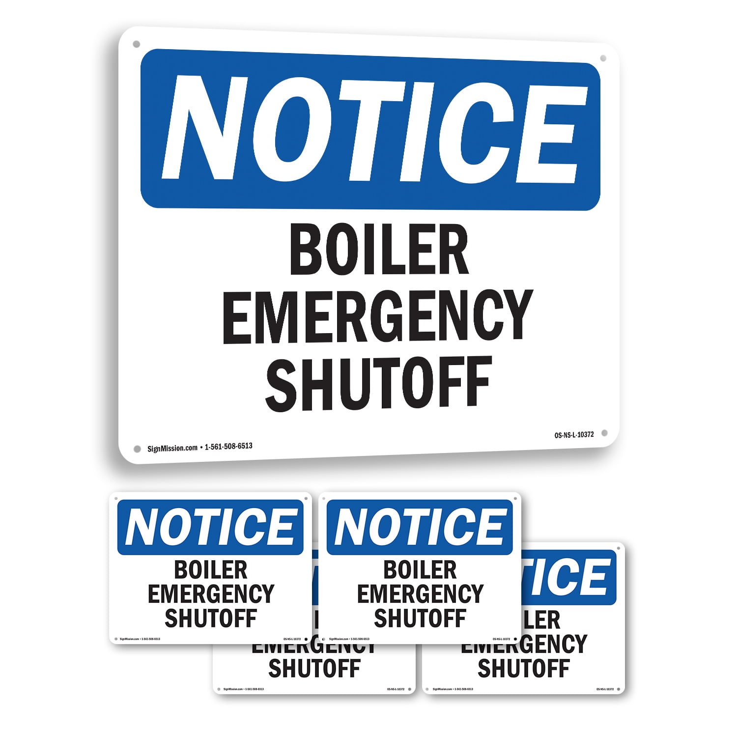 Boiler Emergency Shutoff OSHA Notice Aluminum Sign 14 Inch x 10 Inch ...